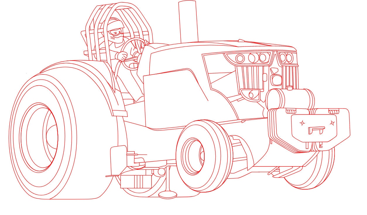 Tractor Pulling, 3 Pcs of Power Pulling, Vector Line Drawing AI, Cdr ...