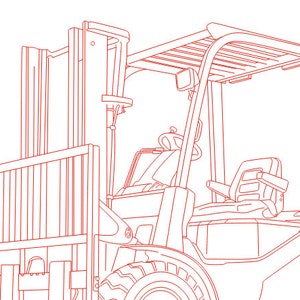 Forklift Vector Line Drawing Illustration, AI, CDR, DXF, Eps, Pdf ...