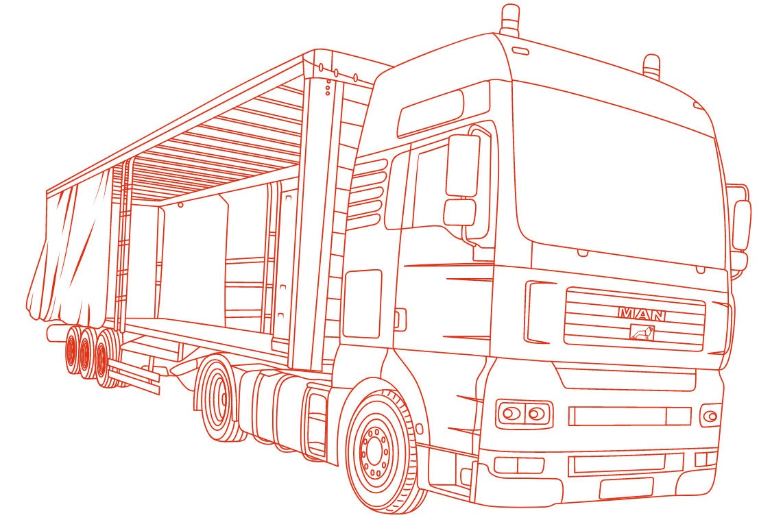 Truck, Vector Line Drawing Illustration, AI, Cdr, Dxf, Eps, Pdf Vector ...