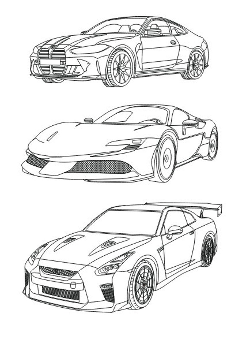 Sport Car, Vector Line Drawing Illustration, AI, Cdr, Dxf, Eps, Pdf ...