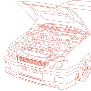 Car Digital, Vector Line Drawing Illustration, AI, CDR, DXF, Eps, Pdf ...