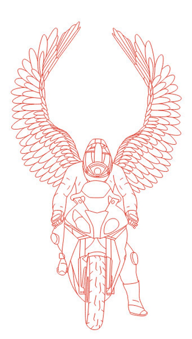 Magical Biker Wings - Digital Drawing With AI, Cdr, Dxf, EPS, PDF ...