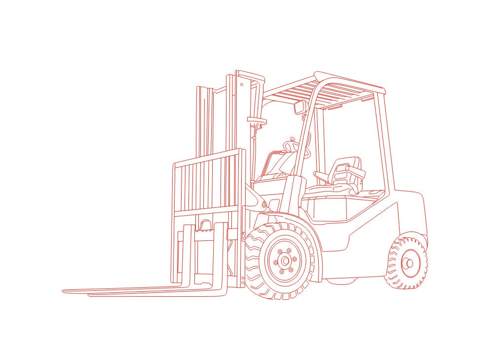 Forklift Vector Line Drawing Illustration, AI, CDR, DXF, Eps, Pdf ...