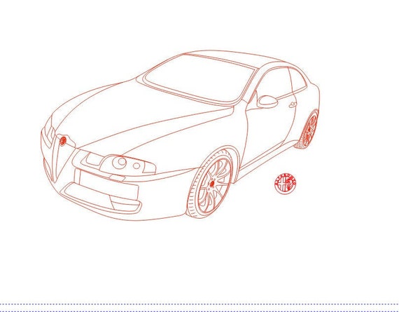 Digital Car Tip Vector Line Drawing Illustration AI CDR - Etsy
