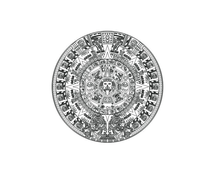 Mystical Aztec Calendar - Digital Drawing Vector Illustration Files for ...