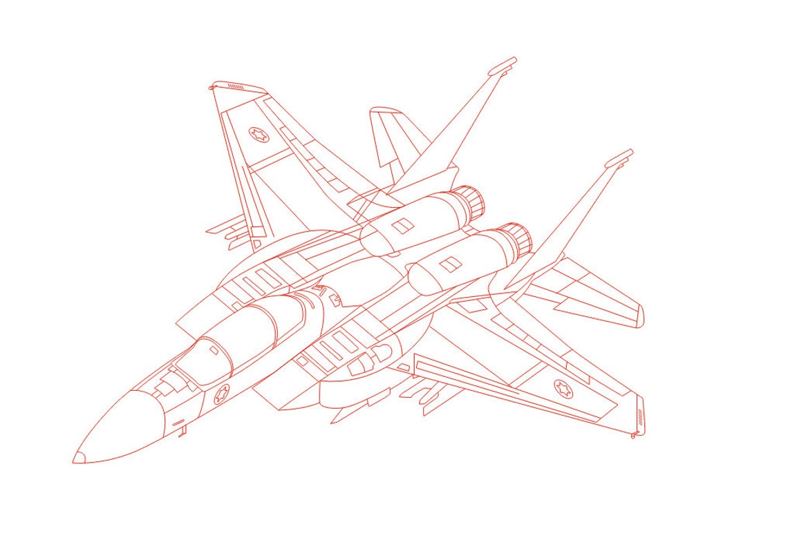 Fighter Aircraft, Military Plane, Vector Line Drawing AI, Cdr, Dxf, Eps ...