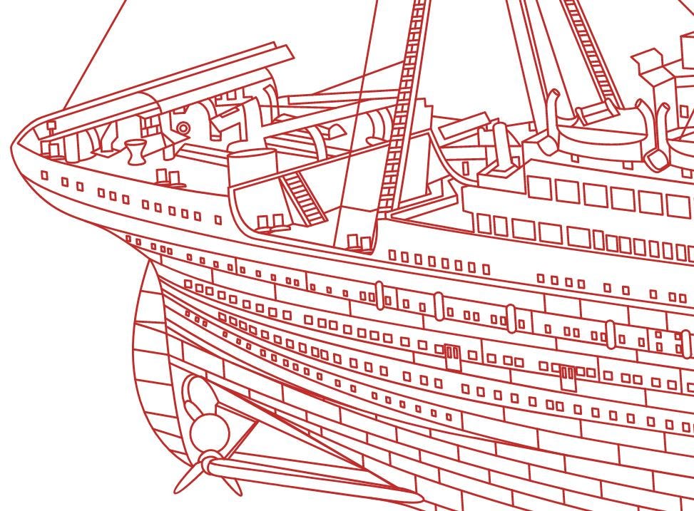 Titanic Vector, Vector Line Drawing Illustration, AI, Cdr, Dxf, Eps ...