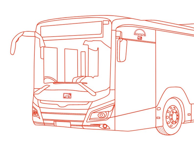 Bus, Vector Line Drawing Illustration, AI, Cdr, Dxf, Eps, Pdf Vector ...
