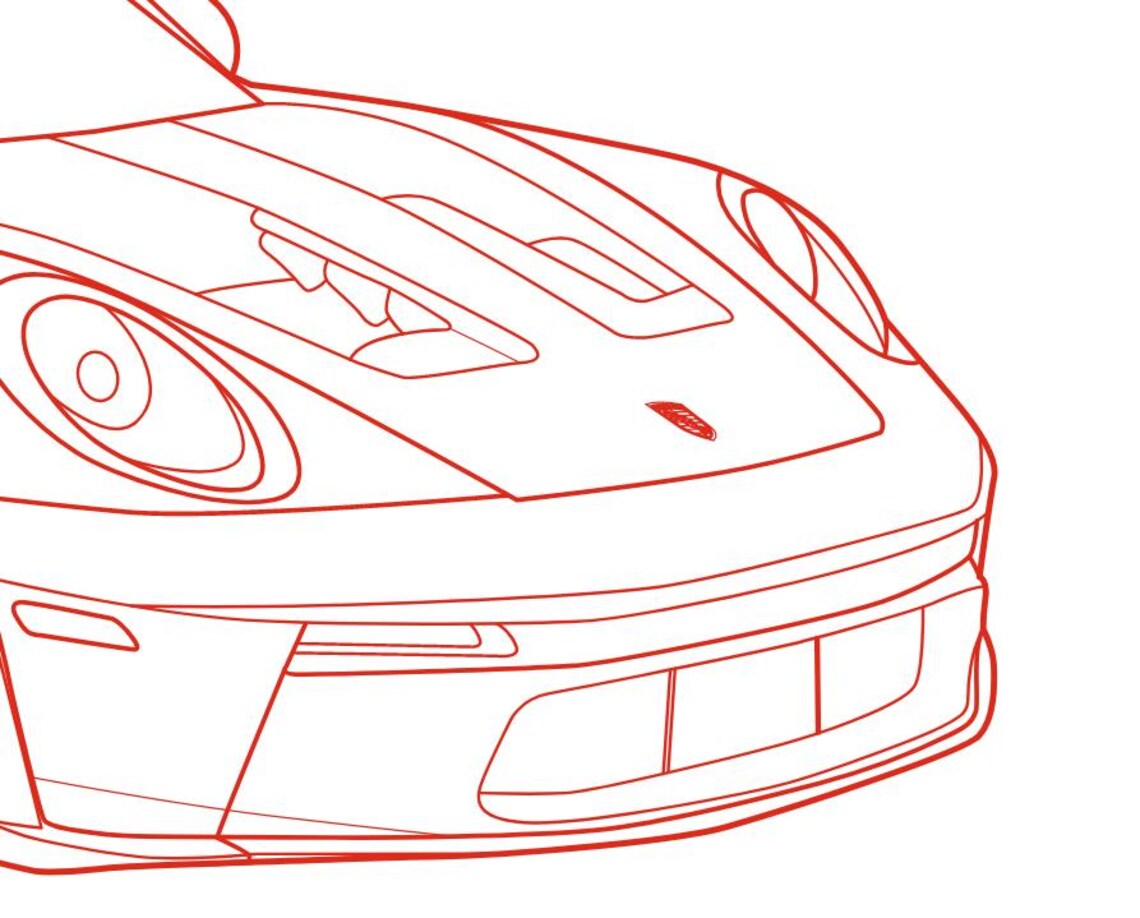 Sports Car Vector Line Art | Track Racing Coupe (digital Download) - Etsy