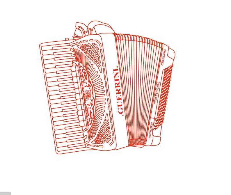 Accordions, Vector Line Drawing Illustration, AI, Cdr, Dxf, Eps, Pdf ...