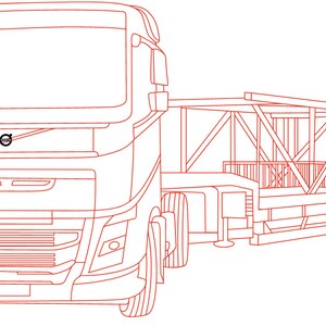Truck, Vector Line Drawing Illustration, AI, Cdr, Dxf, Eps, Pdf Vector ...