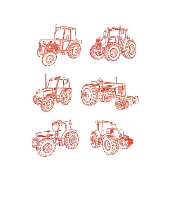 Tractor Vector line drawing illustration AI Cdr Dxf eps | Etsy