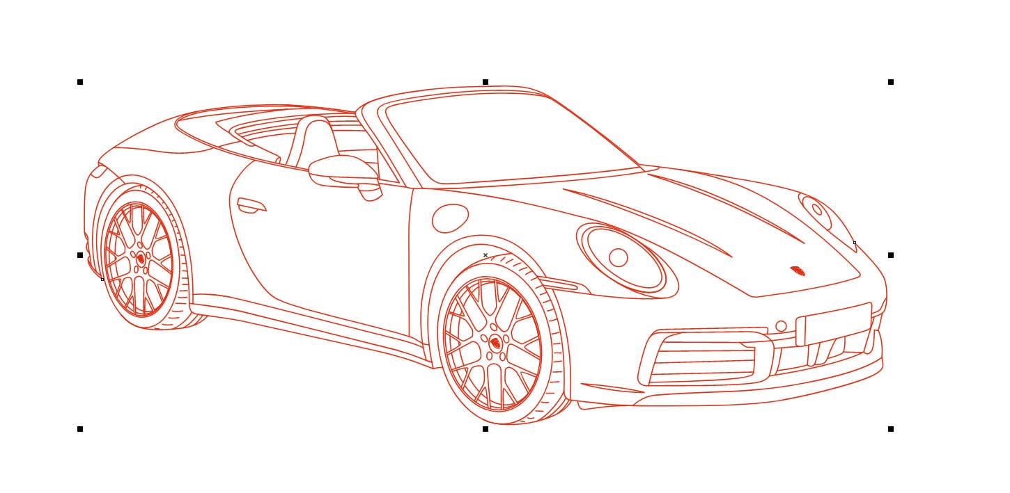 Digital Car, Vector Line Drawing Illustration, AI, CDR, DXF, Eps, Pdf ...
