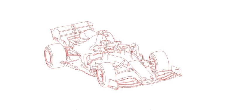 Formula Car, Vector Line Drawing Illustration, AI, Cdr, Dxf, Eps, Pdf ...