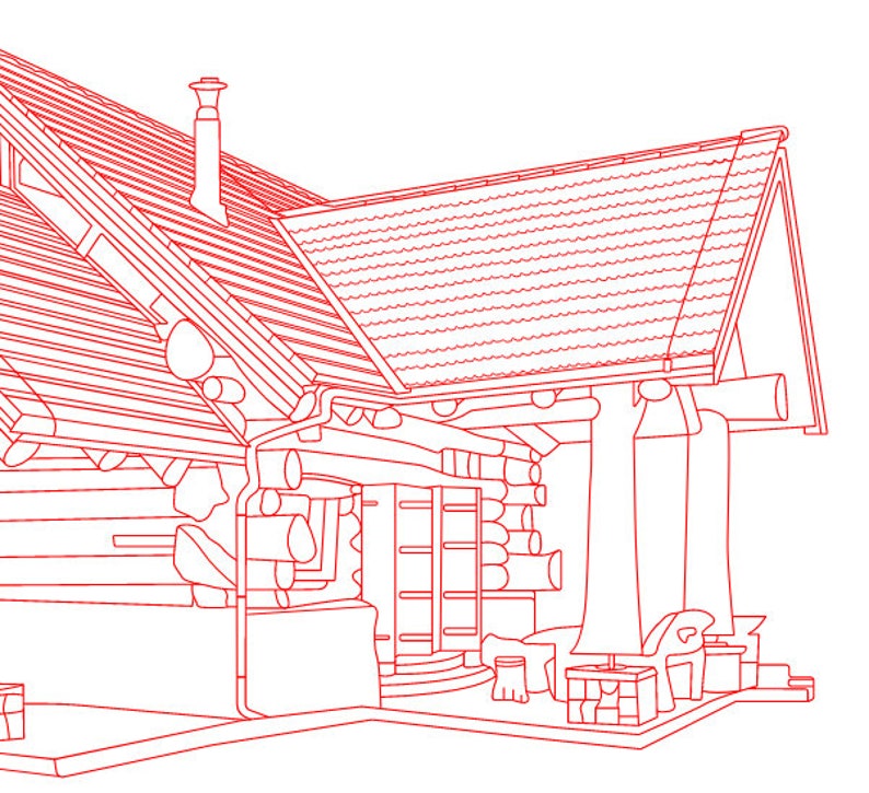 Log Cabin Vector Line Art: Laser Engraving Files (digital Download) - Etsy