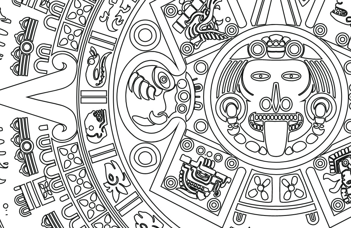 Mystical Aztec Calendar - Digital Drawing Vector Illustration Files for ...