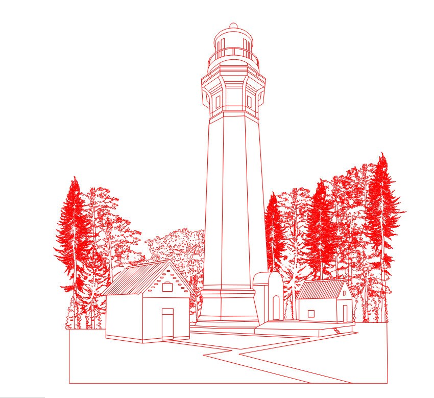 Lighthouse, Vector Line Drawing Illustration, AI, Cdr, Dxf, Eps, Pdf ...