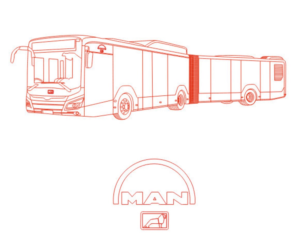 Bus, Vector Line Drawing Illustration, AI, Cdr, Dxf, Eps, Pdf Vector ...