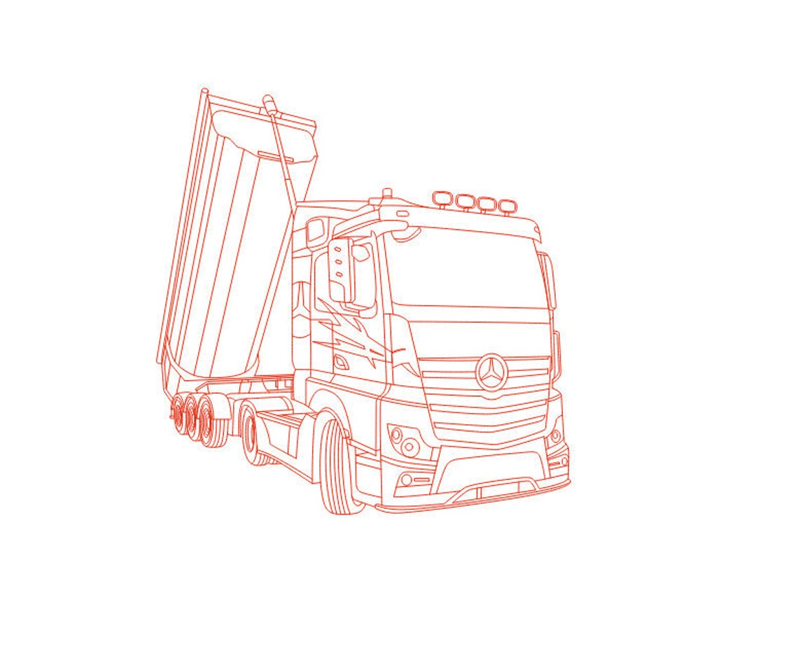 Digital Truck Tipper, Vector Line Drawing Illustration, AI, CDR, DXF ...