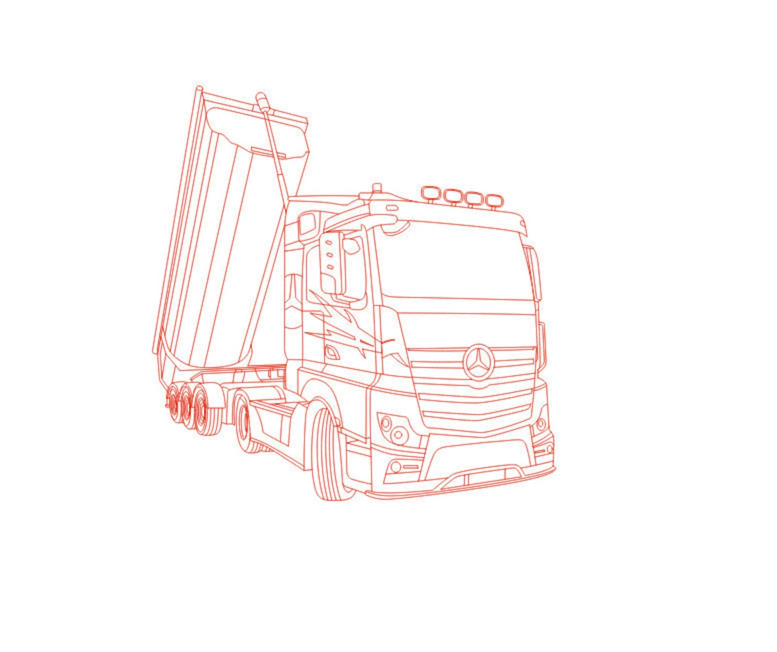 Digital Truck Tipper, Vector Line Drawing Illustration, AI, CDR, DXF ...
