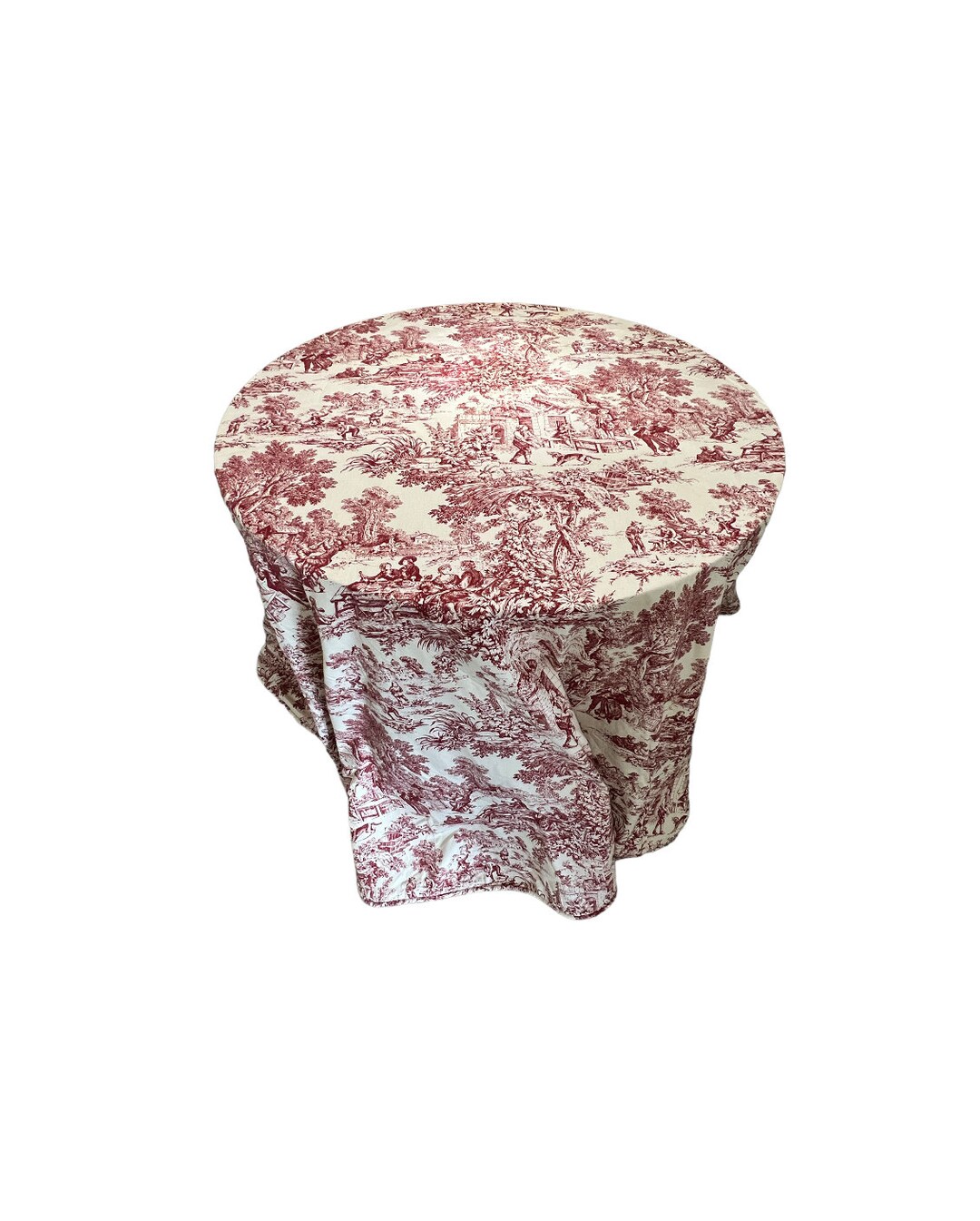 French Toile Tablecloth 120 Round in Red - Etsy