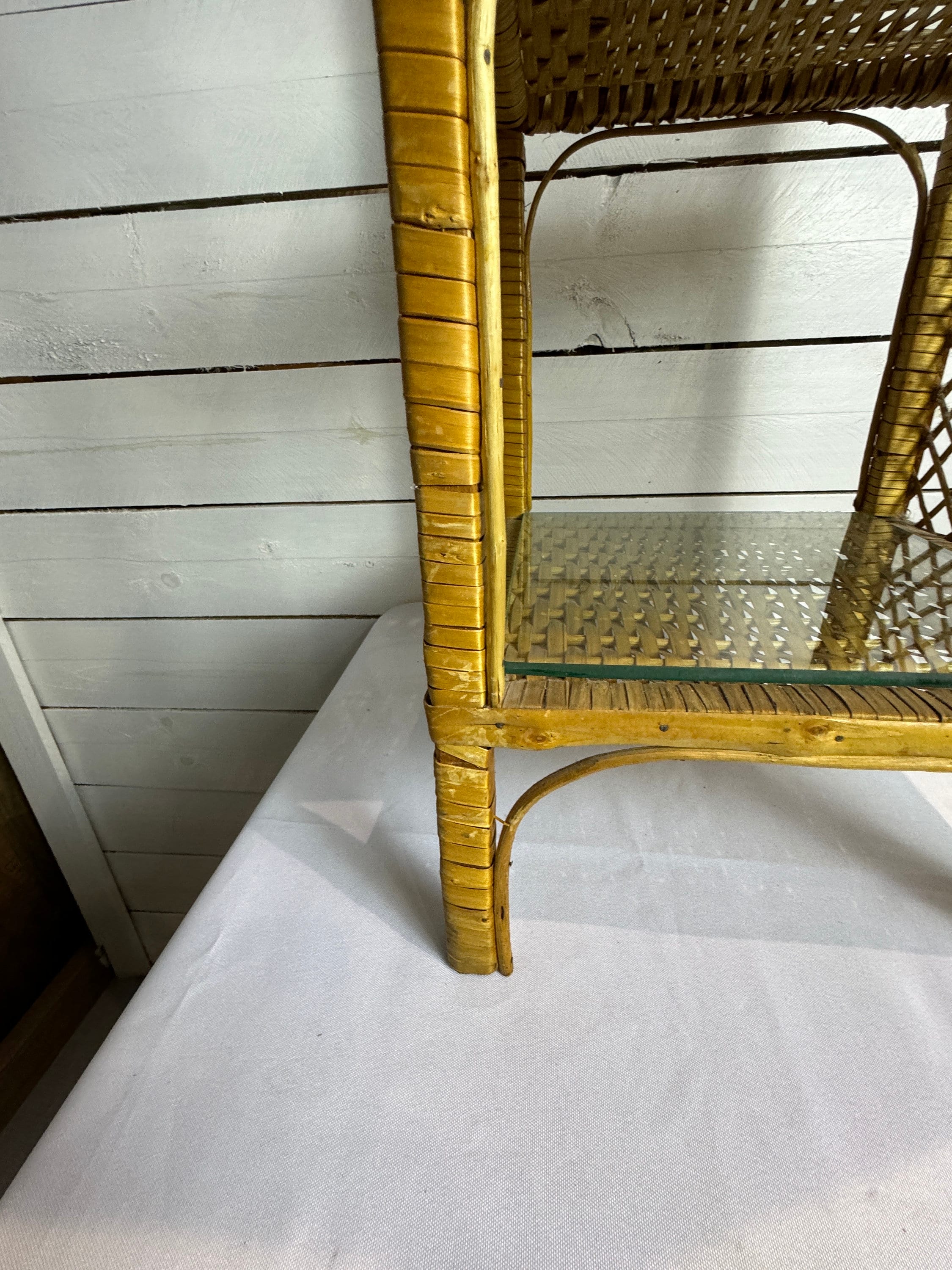 Vintage Rattan Bookshelf, Wicker Shelf, Bamboo Furniture, Boho Cabinet ...