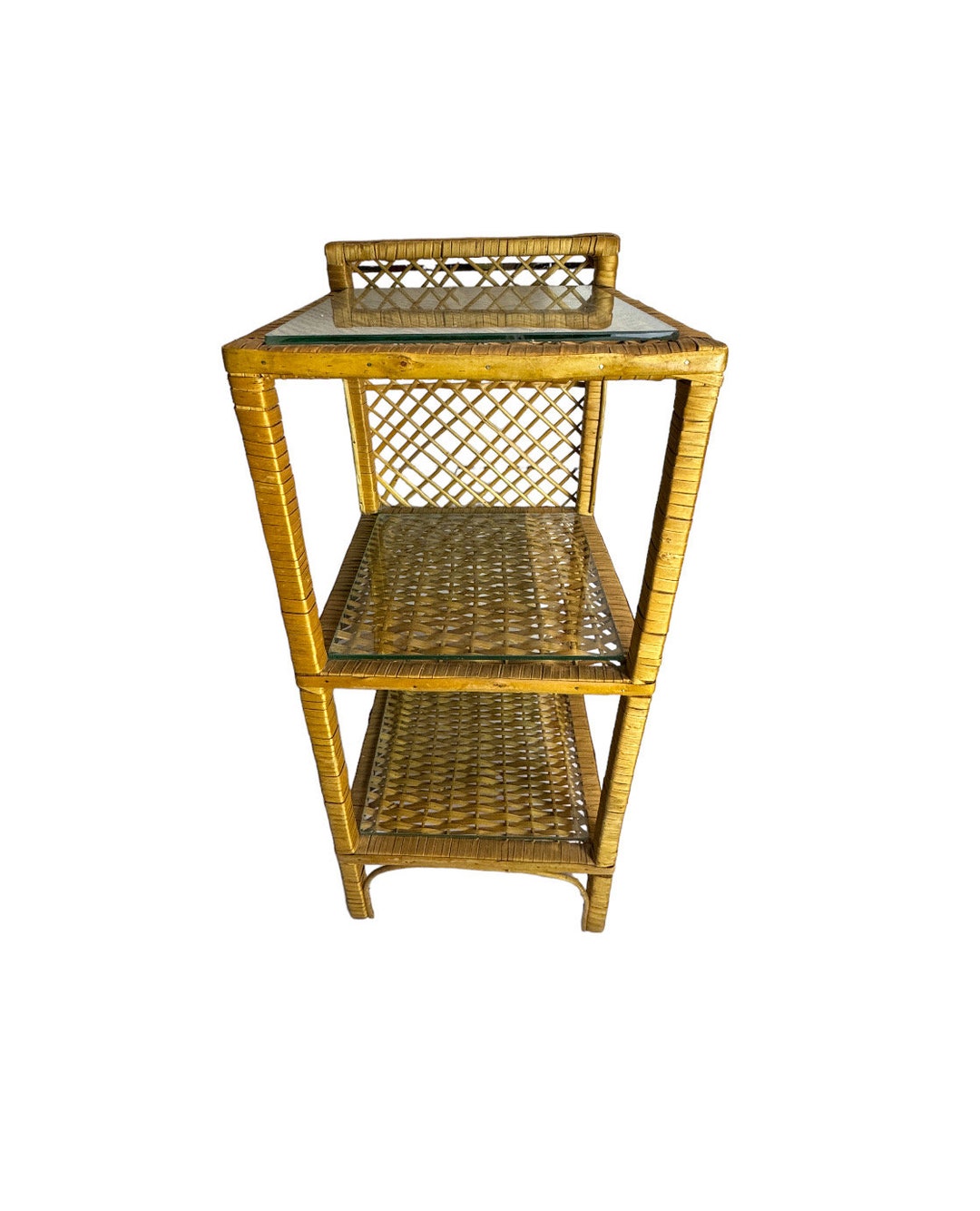Vintage Rattan Bookshelf, Wicker Shelf, Bamboo Furniture, Boho Cabinet ...