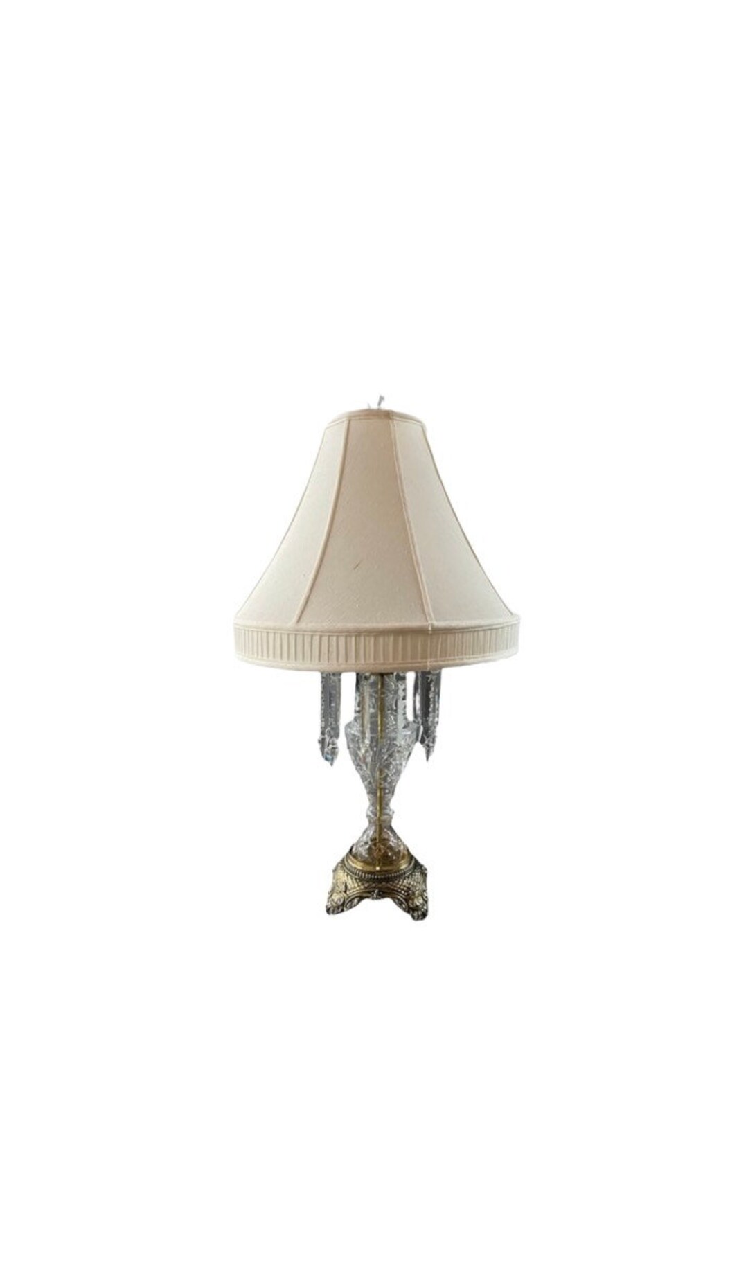 Vintage Victorian Table Lamp, Glass Crystals, Brass Base - Etsy