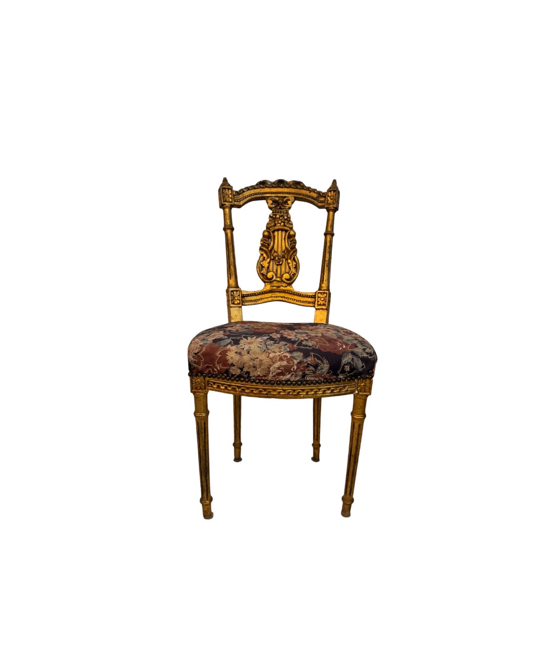 Antique French Louis XIV Chair, Gold Leaf Side Accent Chair, Harp Small ...