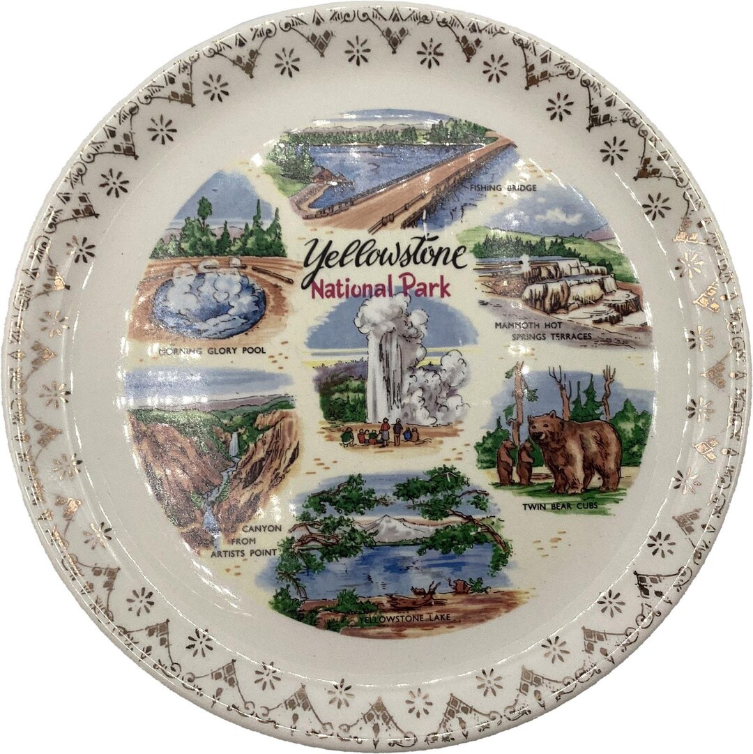 Vintage YELLOWSTONE NATIONAL PARK Landmarks 7 Collectible Souvenir ...