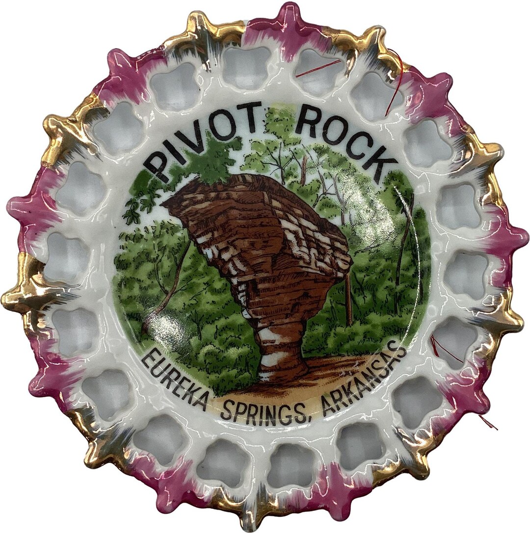 Vintage PIVOT ROCK Eureka Springs ARKANSAS Collectible Souvenir Plate ...