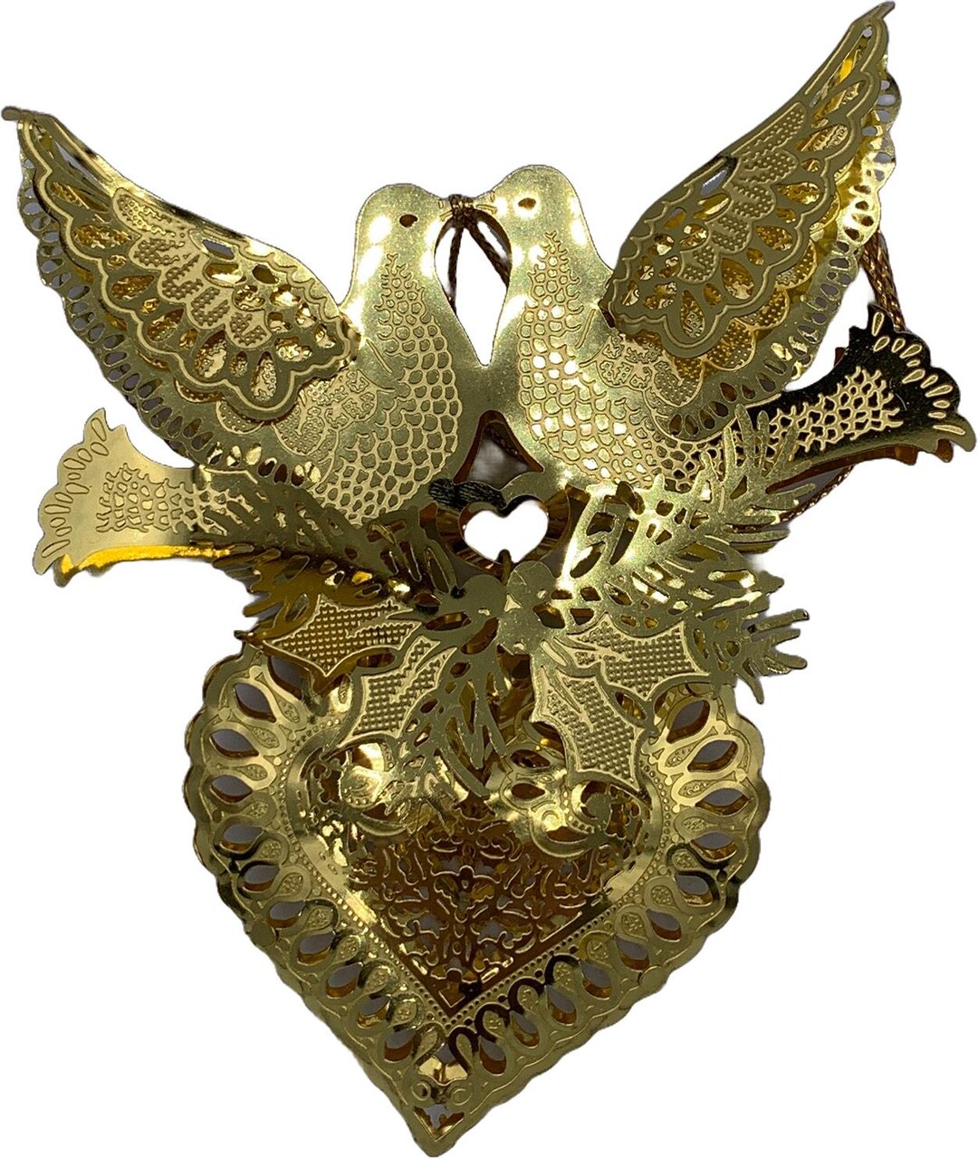 Brass Filigree 3D LOVEBIRDS Doves & Heart Christmas Tree Ornament 4” - Etsy