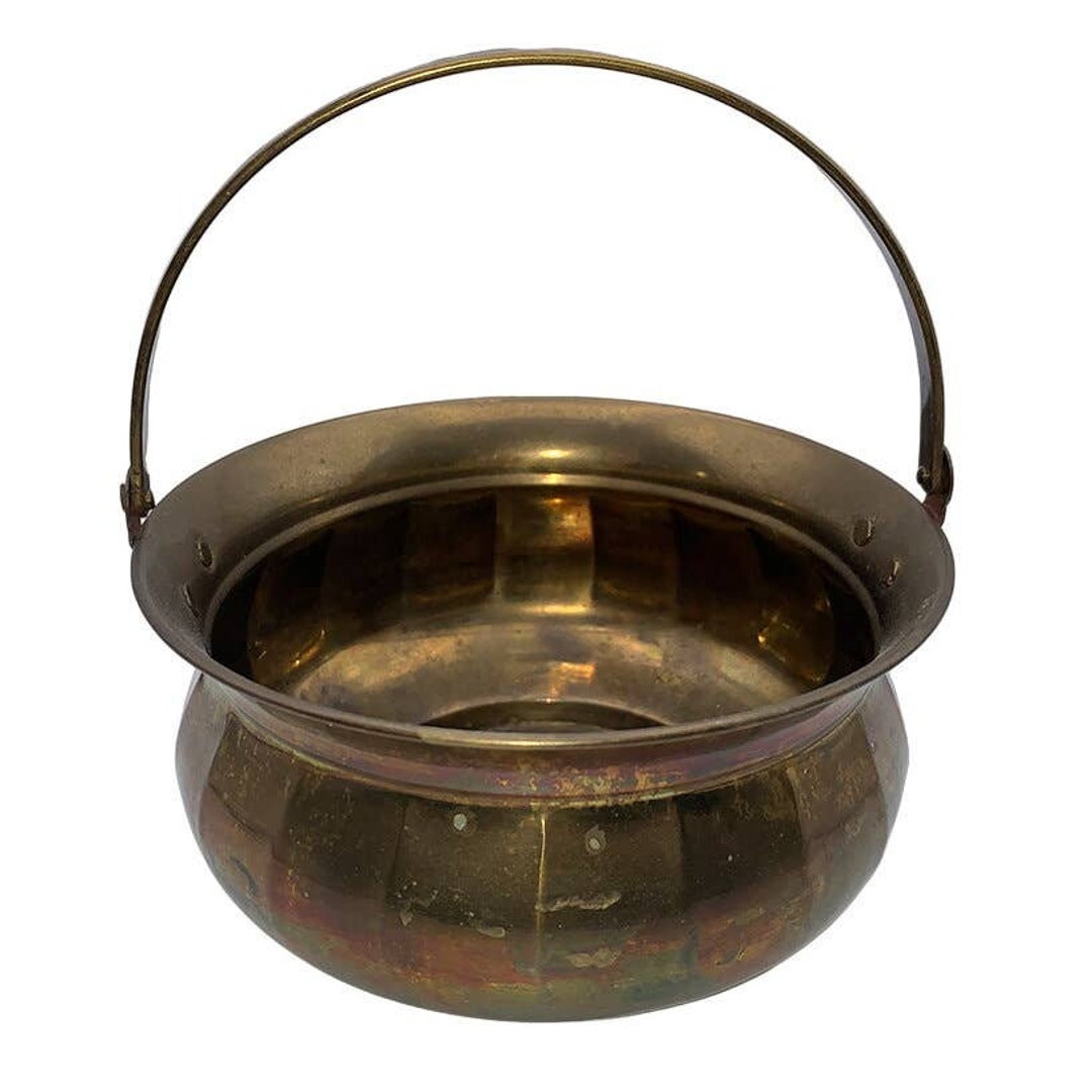 Vintage Solid Brass Fluted Pot With Handle Made in India - Etsy