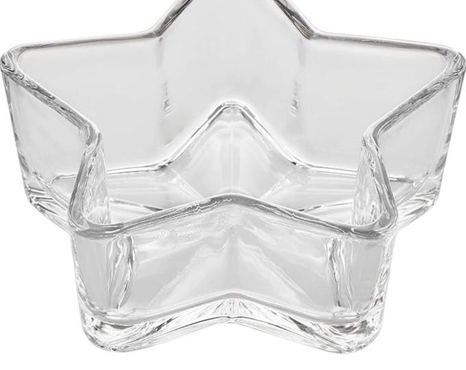 Libbey 6" Star-shaped Clear Heavy Glass Dish Snack Trinket Bowl Decor ...