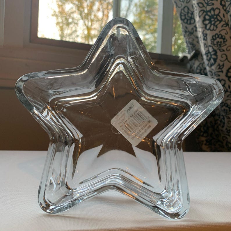 Libbey 6" Star-shaped Clear Heavy Glass Dish Snack Trinket Bowl Decor ...