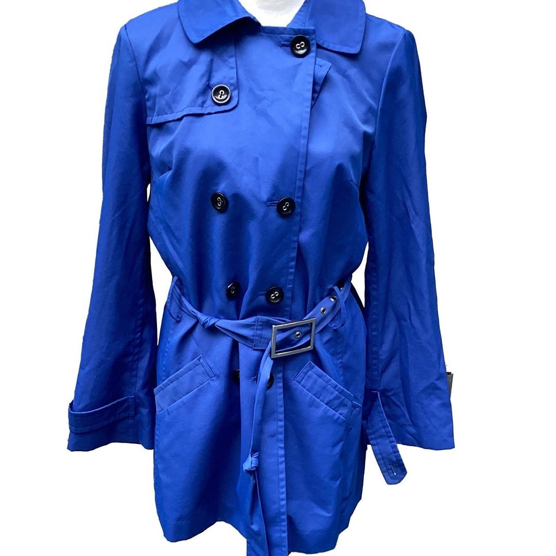 Vintage ABG Royal Blue Belted Trench Coat Rain Jacket Women's Size 10 - Etsy