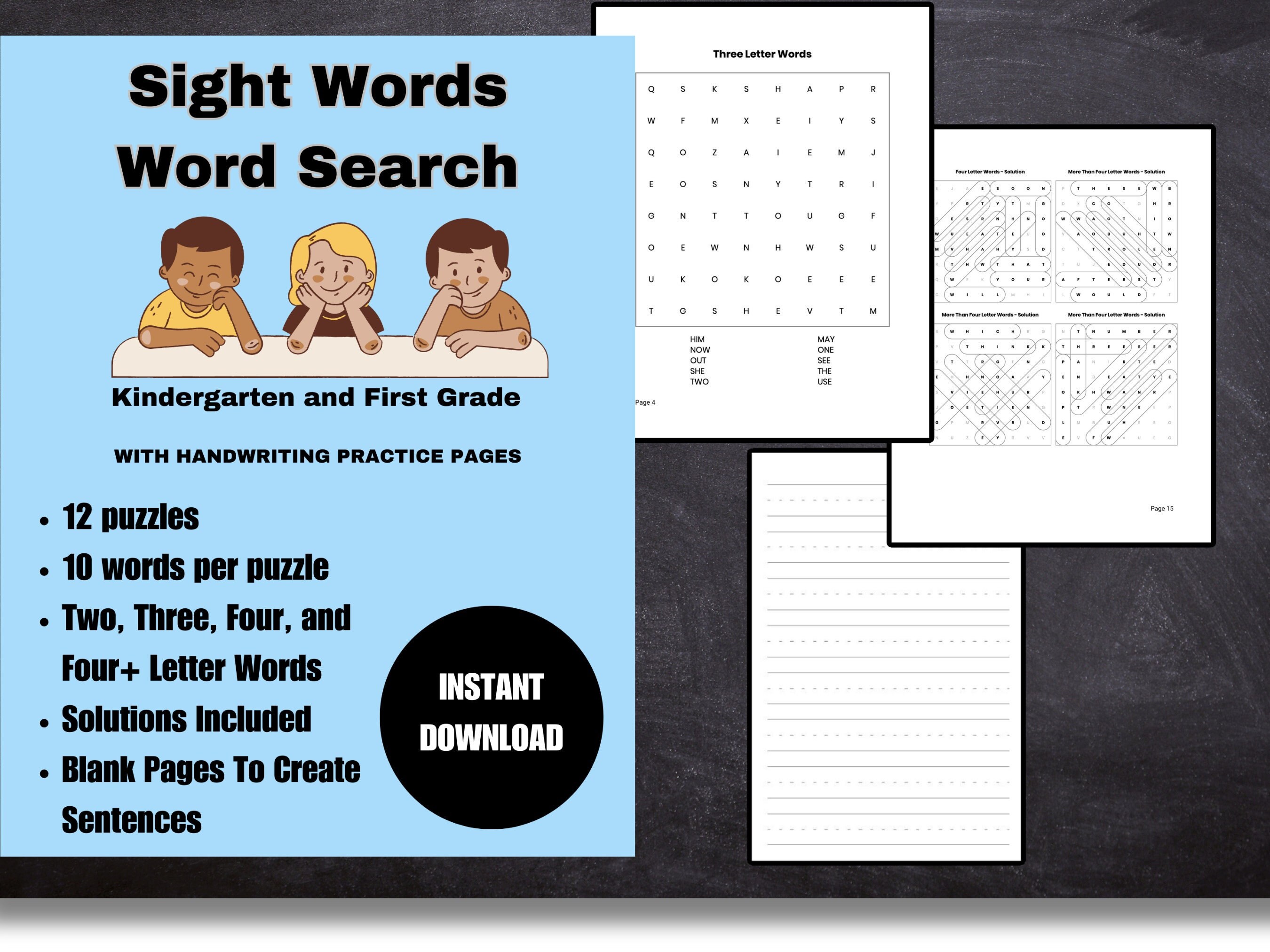 Sight Words Kindergarten and First Grade Word Search - Etsy