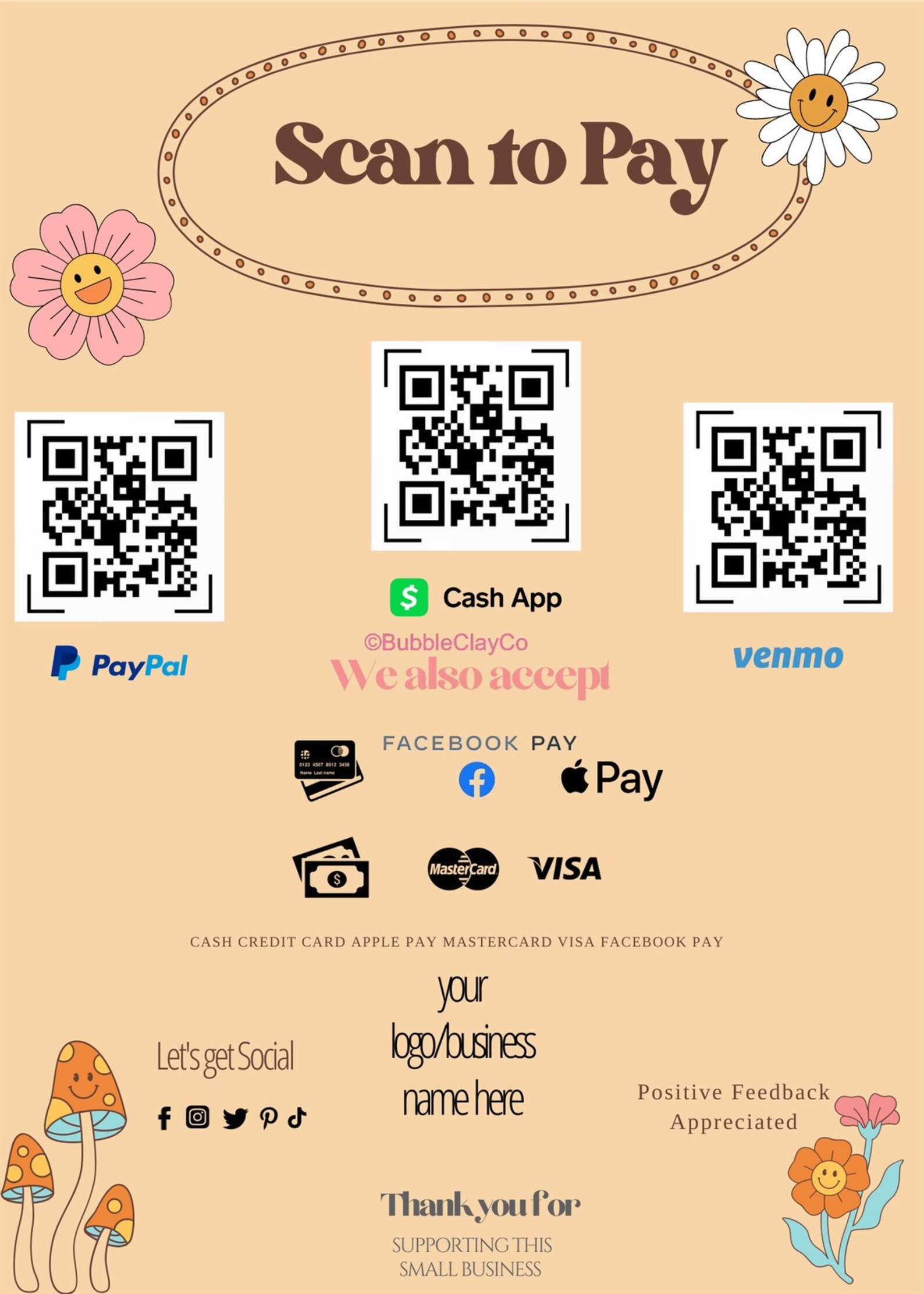 Scan to Pay Sign/scan to Pay Festival Sign/craft Show - Etsy