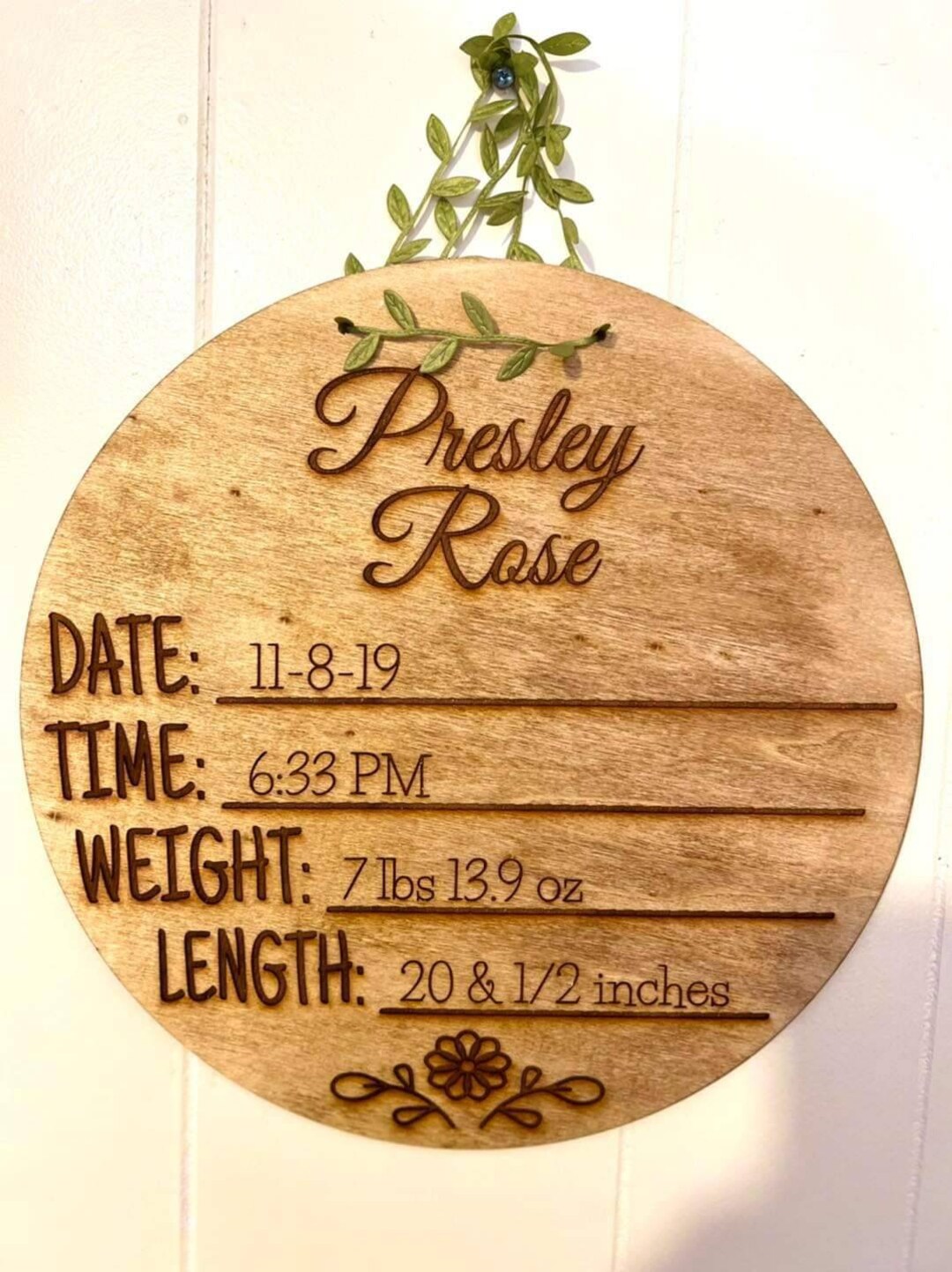 Birth Announcement Keepsake Sign/ Keepsake Baby Sign /12 Inch Round ...