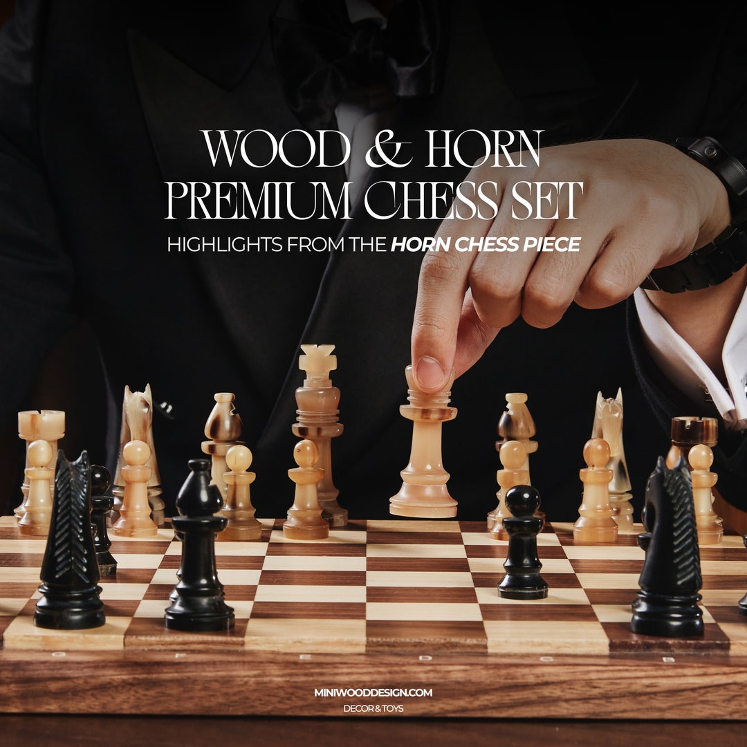 Wood & Horn Premium Chess Set Chess Pieces From Horn Luxury Chess Set ...