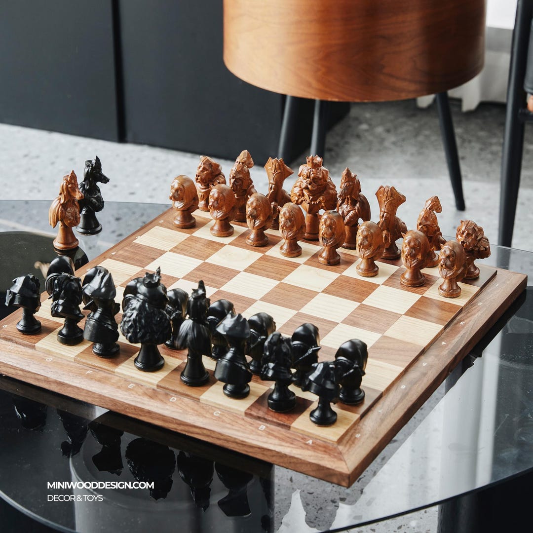 Dog Dynasty Wooden Chess Set Dog Chess Set Animals Chess Wooden Chess ...