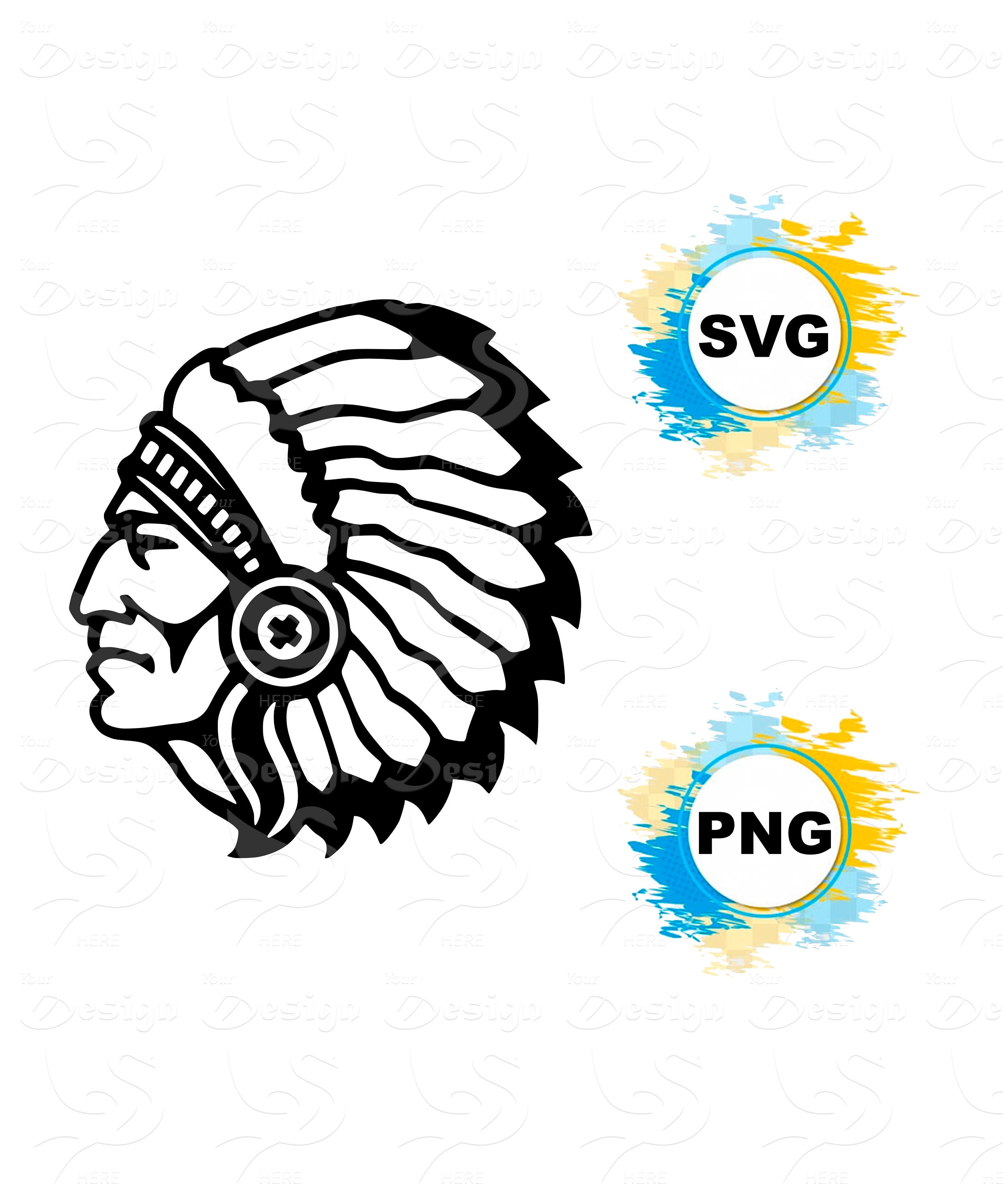 Indian Warrior Head SVG PNG File | Etsy
