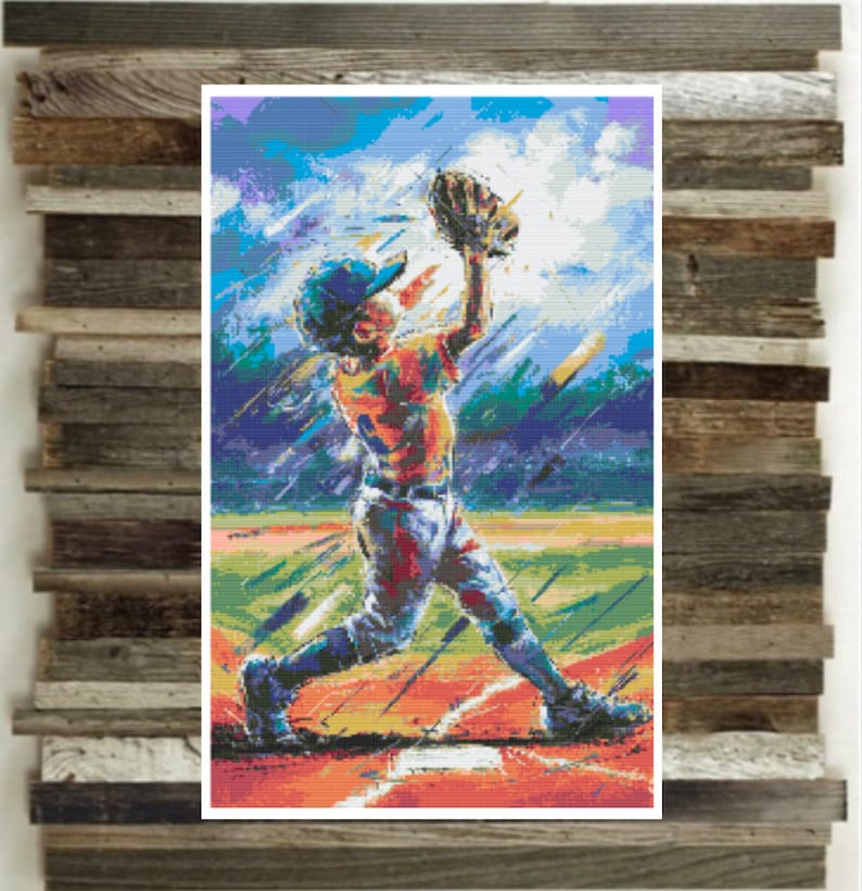 Pop Fly Baseball Cross Stitch Pattern: Unique Design (PDF) - Etsy UK