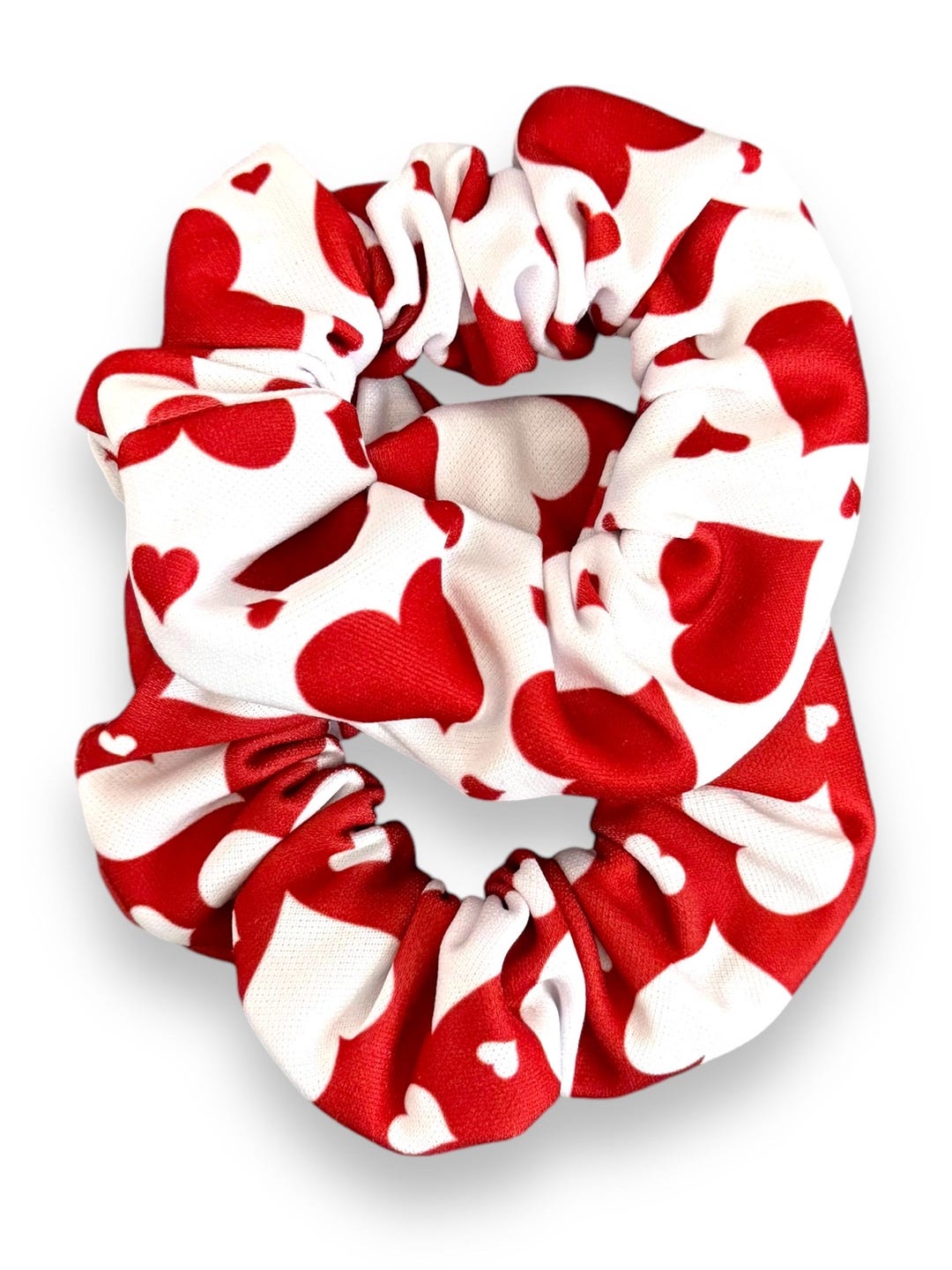 Red and White Heart Scrunchies (set of 2); Valentine’s Day Gift for ...