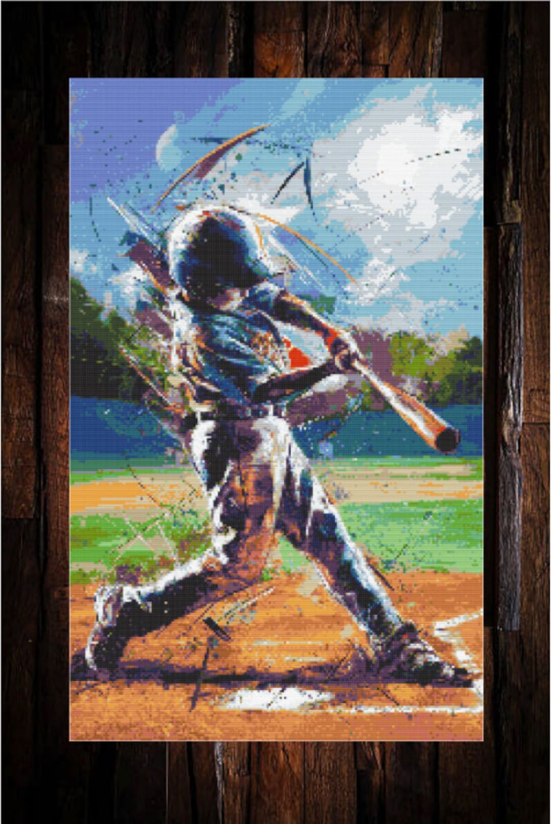 The Big Hitter Baseball Cross Stitch Pattern; PDF Baseball Cross Stitch ...