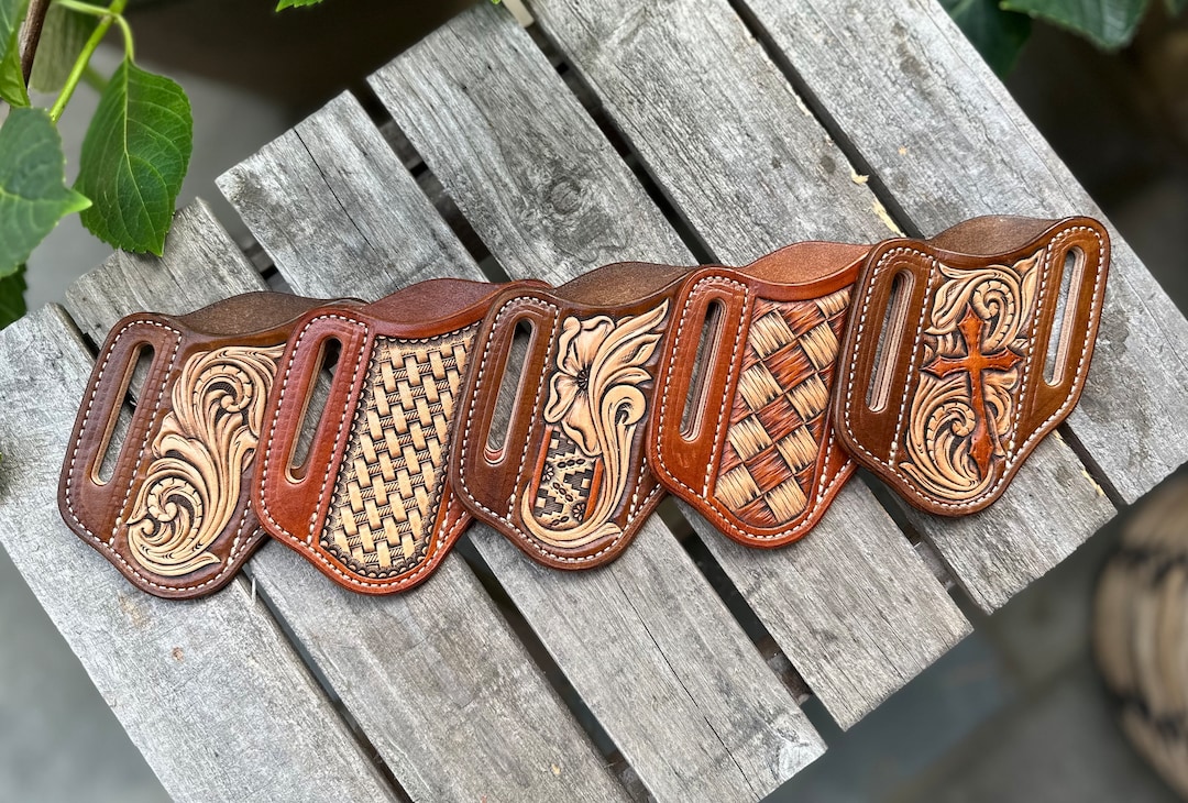 Tooled Leather Handmade Pancake Knife Sheaths - Etsy