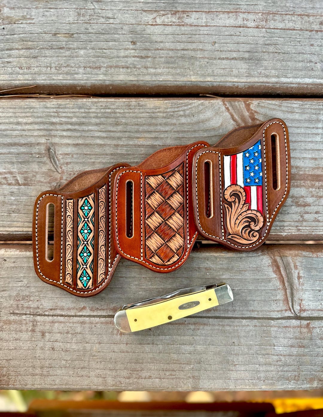 Tooled Leather Handmade Pancake Knife Sheaths - Etsy