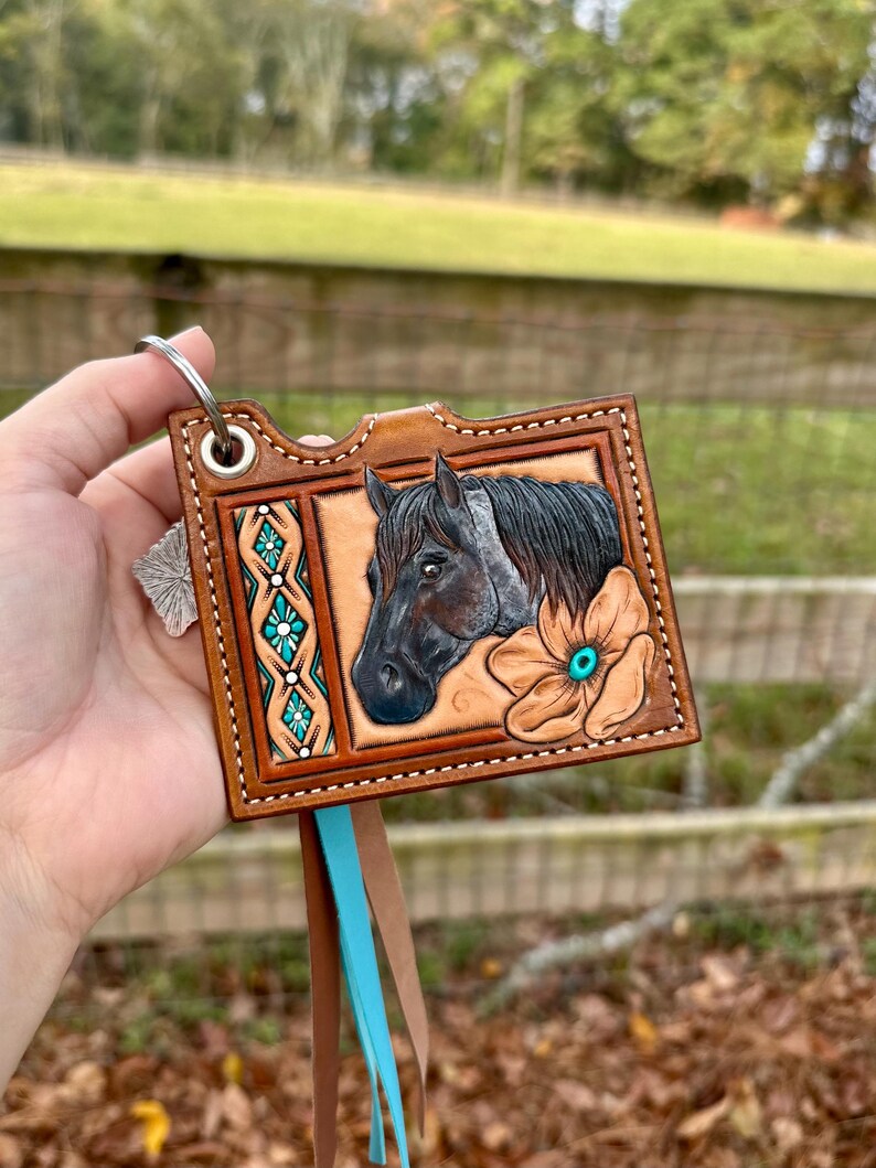 Tooled Leather Keychain Wallet - Etsy