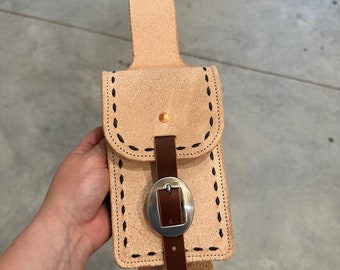 Rough Out Brown Buckstitched Leather Back Cinch Phone Case blemished - Etsy