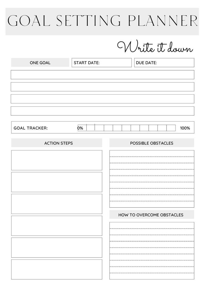 Minimal Goal Setting Planner Undated - Etsy